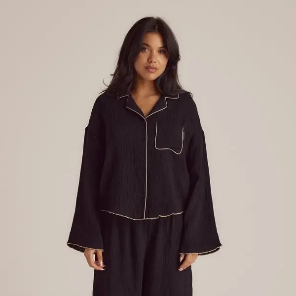 Lounge Crinkle Pajama Shirt - M