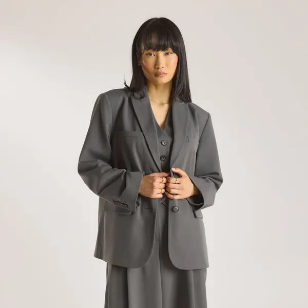 Lounge Tailored Oversized Blazer - Charcoal