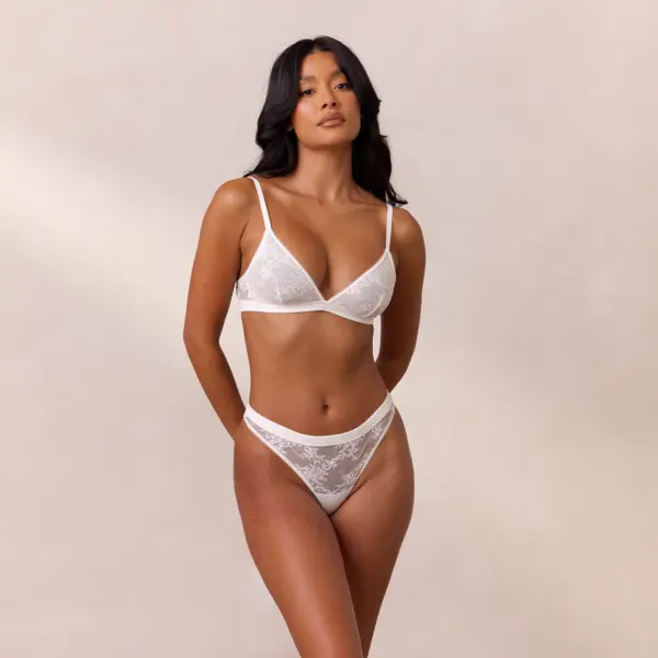Lounge Lace Triangle Bralette - White