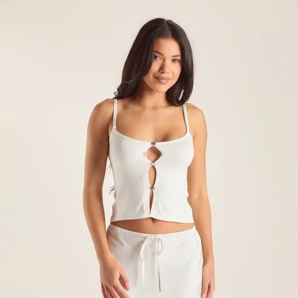 Lounge Knitted Cami Top - White