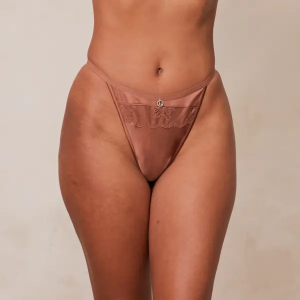 Lounge Soft Satin String Moka - S