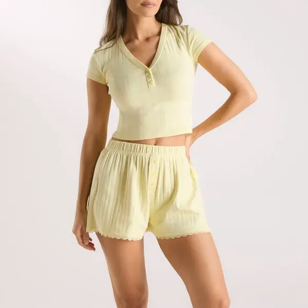 Lounge Pointelle Pajama Top - Buttercup/yellow