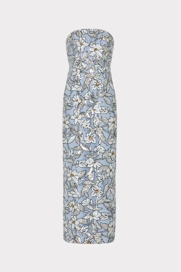 MILLY Magnolia Floral Sequins Maxi Gown