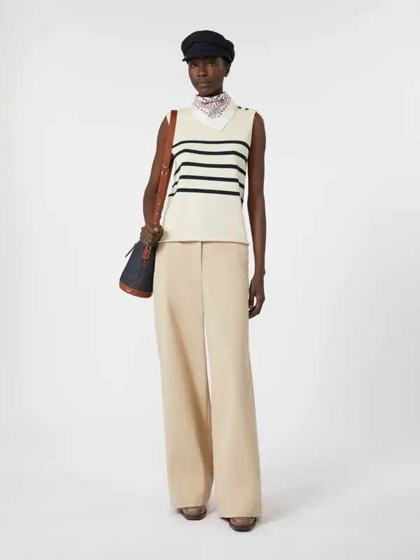 Max Mara Cotton Gabardine Wide-leg Trousers - Beige
