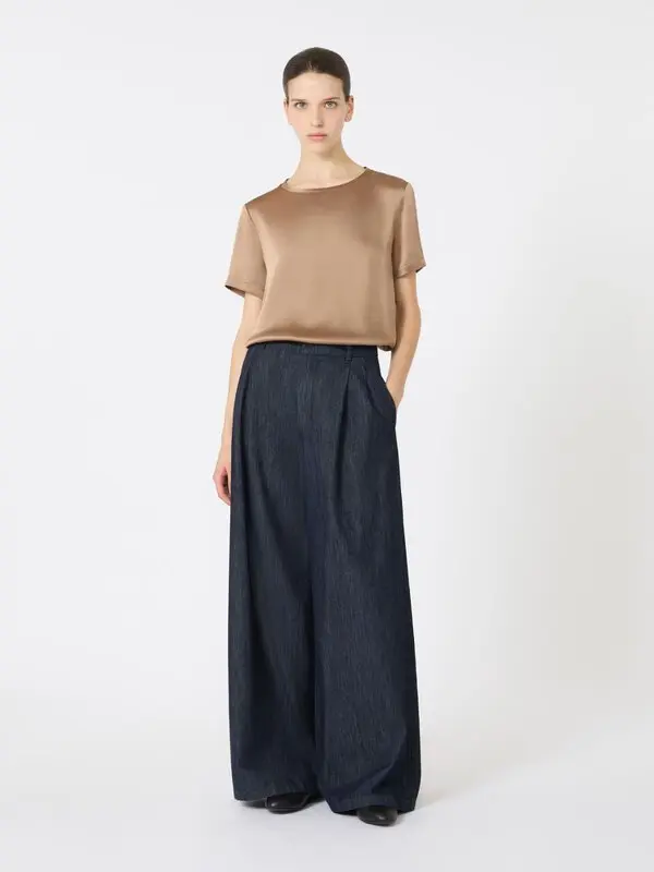 Max Mara Viscose Satin T-shirt - Camel
