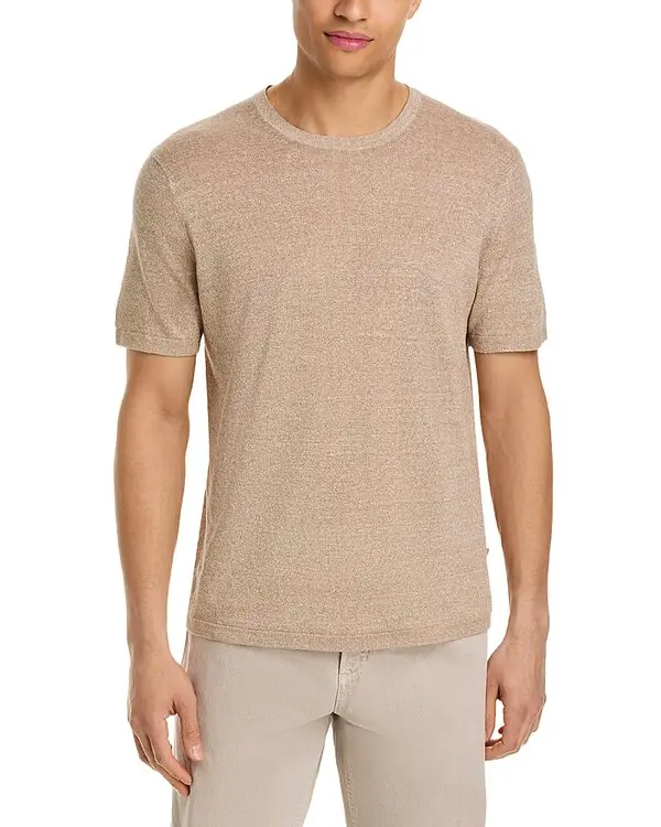 Michael Kors Mouline Short Sleeved Linen Blend Crewneck Tee - Chestnut