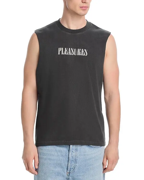 PLEASURES Sleeveless Graphic Logo Tee - Faded Black
