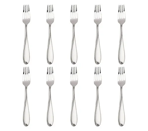 GODINGER Set Of 10 Wave Sandblast 18/0 Ss Dinne R Forks