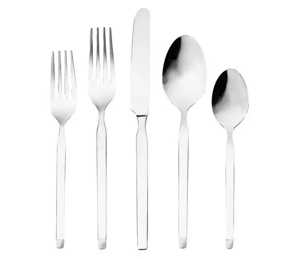 GODINGER Set Of 20 Ramp Satin 18/0 Ss Flatware, Serves 4