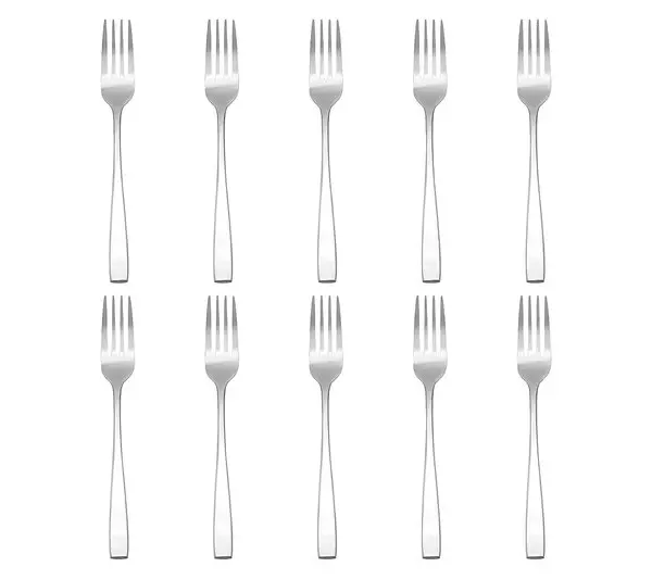 GODINGER Set Of 10 Chisel Matte 18/0 Ss Dinner Forks