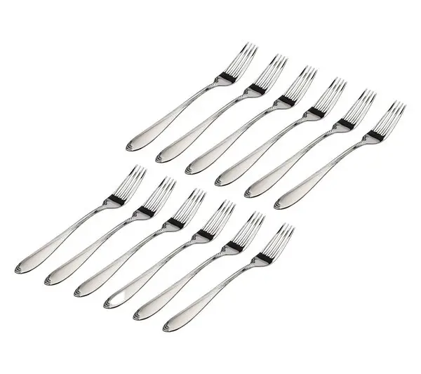 GODINGER Set Of 12 Wave Sandblast 18/0 Ss Salad Forks