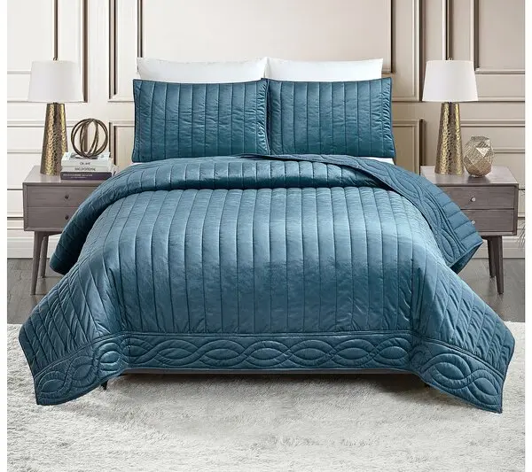 Dee Ocleppo Velvet Cable 3-piece King Quilt Set - One-color