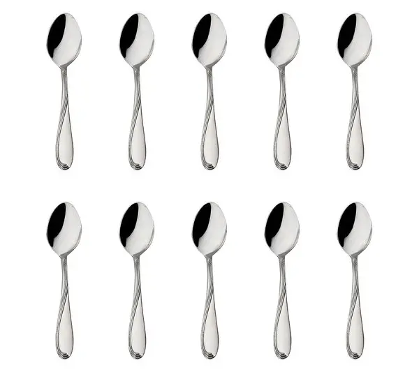GODINGER Set Of 10 Wave Sandblast 18/0 Ss Teasp Oons
