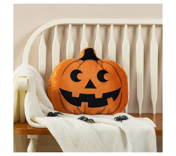 GLITZHOME 16'l Fall & Halloween Double Sided Pu Mpkin Pillow