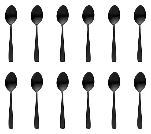 GODINGER Set Of 12 Chisel Matte Black 18/0 Ss Teaspoons