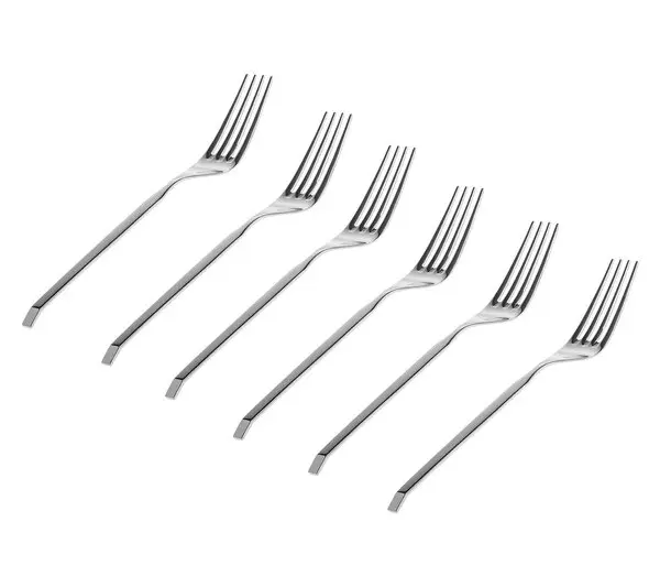 GODINGER Set Of 6 Ramp Mirrored 18/0 Ss Dinner Forks