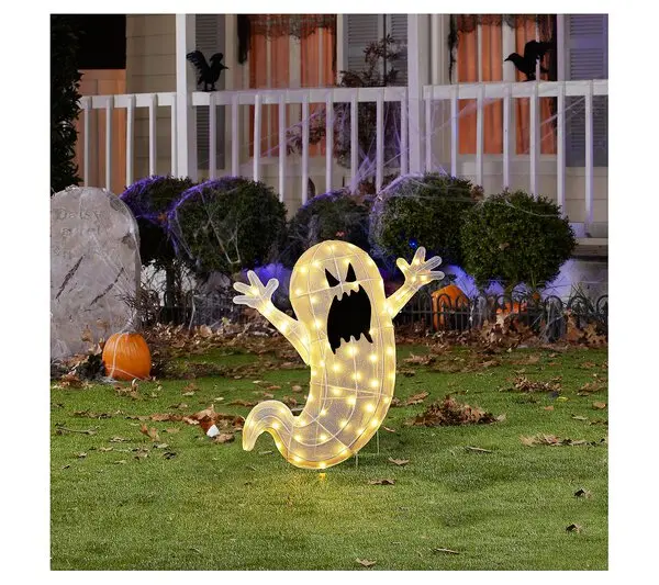 GLITZHOME 36' H Lighted Halloween Ghosts Outdoo R Decor