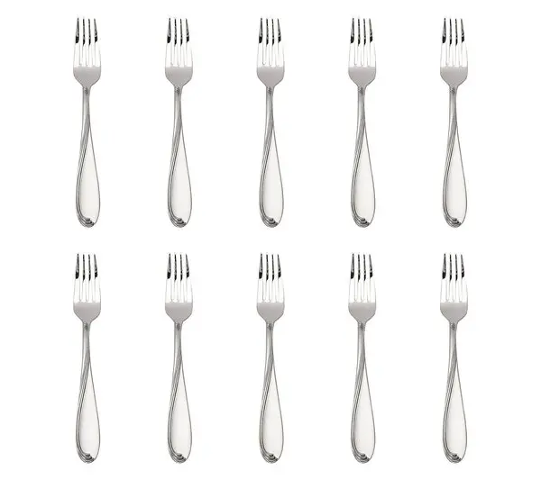 GODINGER Set Of 10 Wave Sandblast 18/0 Ss Salad Forks