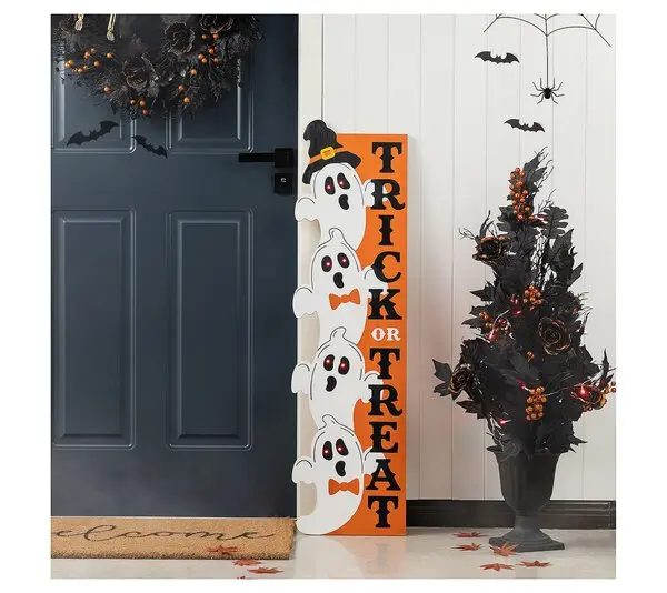 GLITZHOME 42' Lighted Halloween Ghostie Porch S Ign W/ Timer