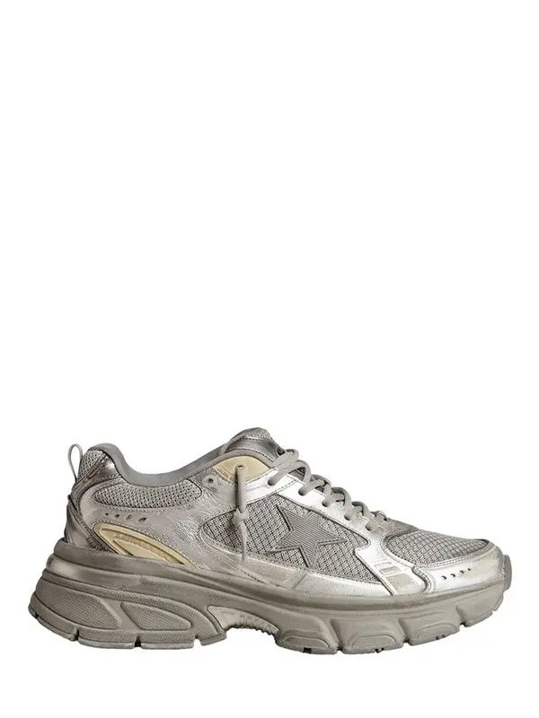Golden Goose Lightstar Laminated Leather And Mesh Sneakers