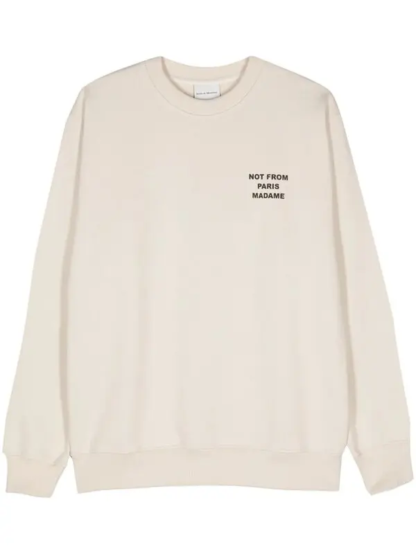 Drole De Monsieur Crewneck Slogan Sweatshirt - Beige