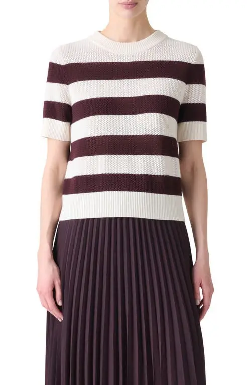 Akris Colorblock Virgin Wool Sweater - Cream-blackberry