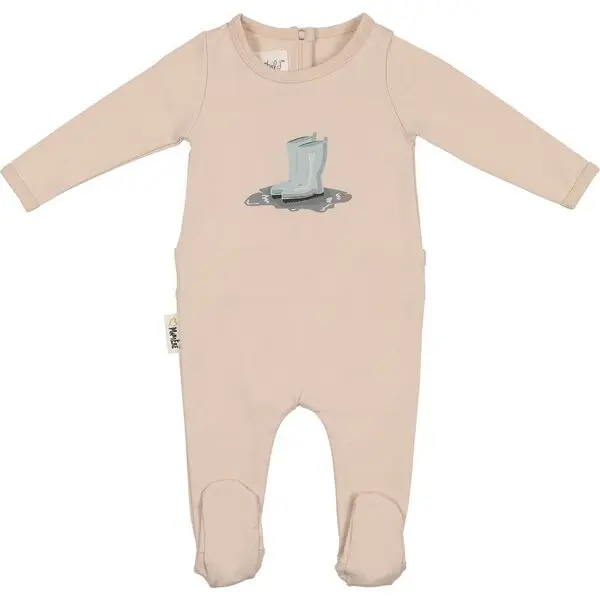 MANIÈRE Rainboot Print Cotton Blend Footie - Biscuit