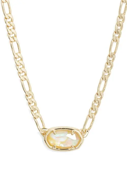 Kendra Scott Elisa Mother-of-pearl Figaro Chain Pendant Necklace - Gold Iridescent Abalone