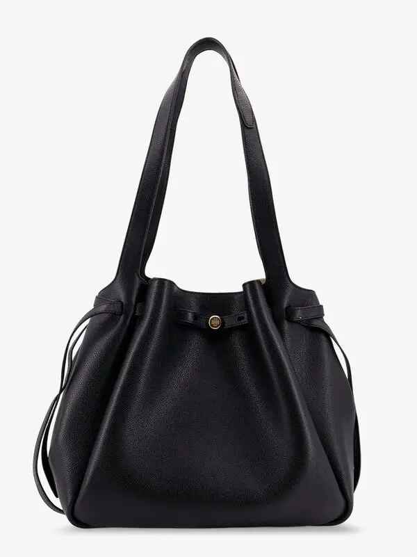 Tory Burch Romy Pebbled Leather Tote - Black