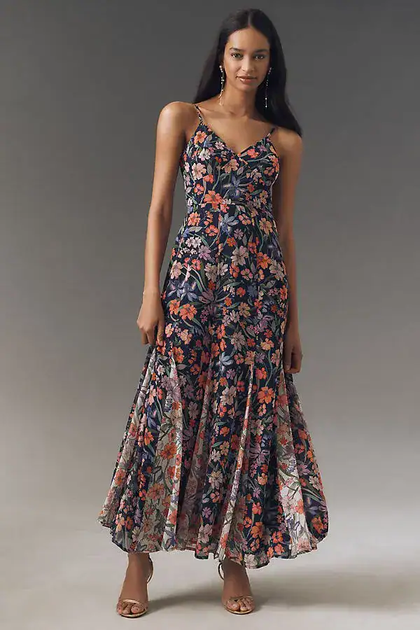 Hutch Belinna Sleeveless V-Neck Godet A-Line Maxi Dress In Navy - 29% Off