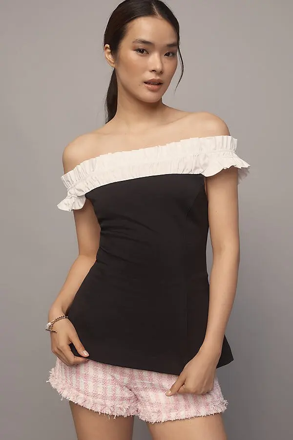 Maeve Off-the-shoulder Hourglass Tuxedo Top