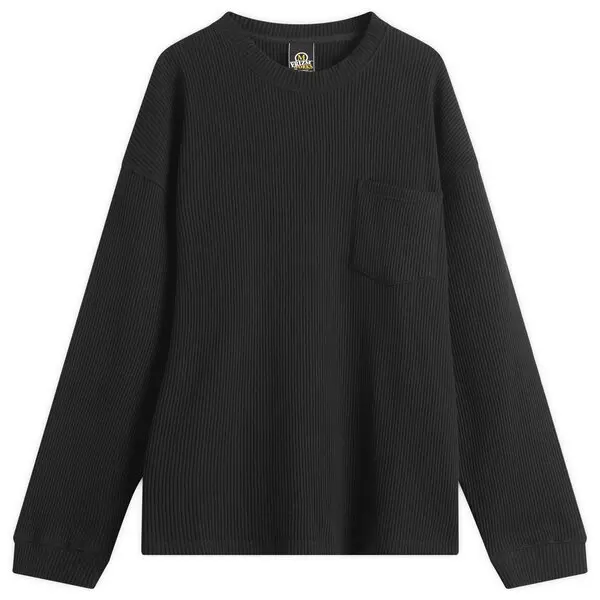 FRIZMWORKS Oversized Waffle Pocket Long Sleeve T-shirt - Black