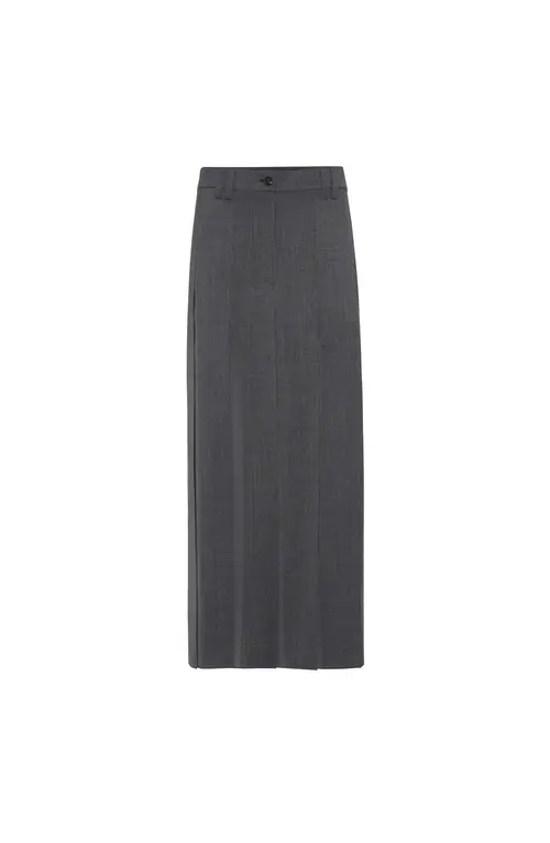 Brunello Cucinelli Long Pleated Skirt - Anthracite