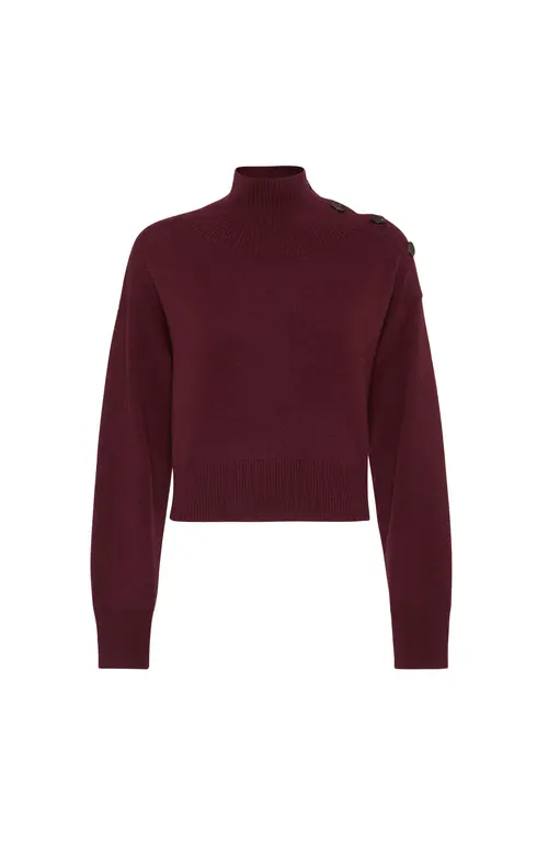 Brunello Cucinelli Cropped Turtleneck Cashmere Sweater - Amaranth