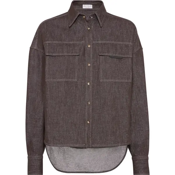 Brunello Cucinelli Sparkling No-fade Denim Shirt - Cocoa