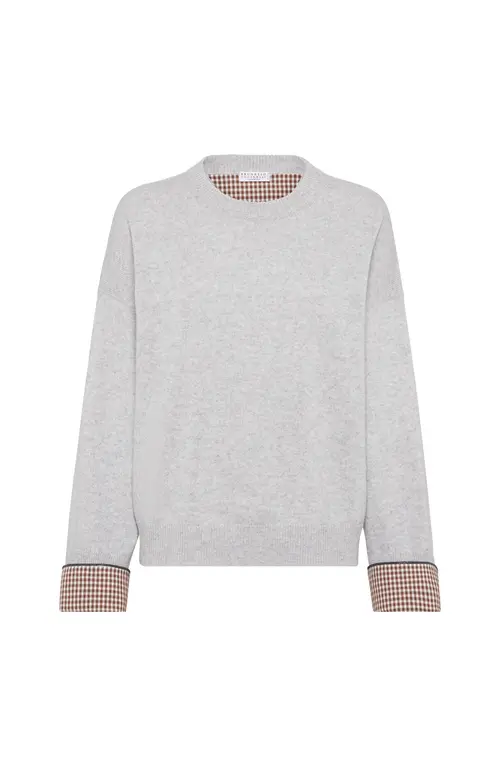 Brunello Cucinelli Cashmere Sweater With Monili - Pebble