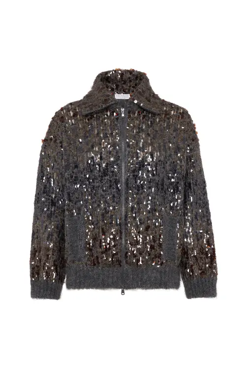 Brunello Cucinelli Embroidered Cardigan - Lead