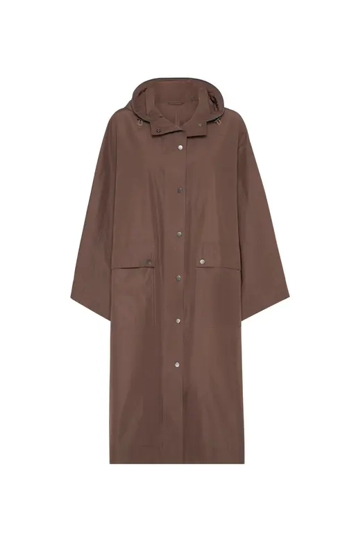 Brunello Cucinelli Water-resistant Taffeta Parka With Monili Decoration - Pine Cone Brown