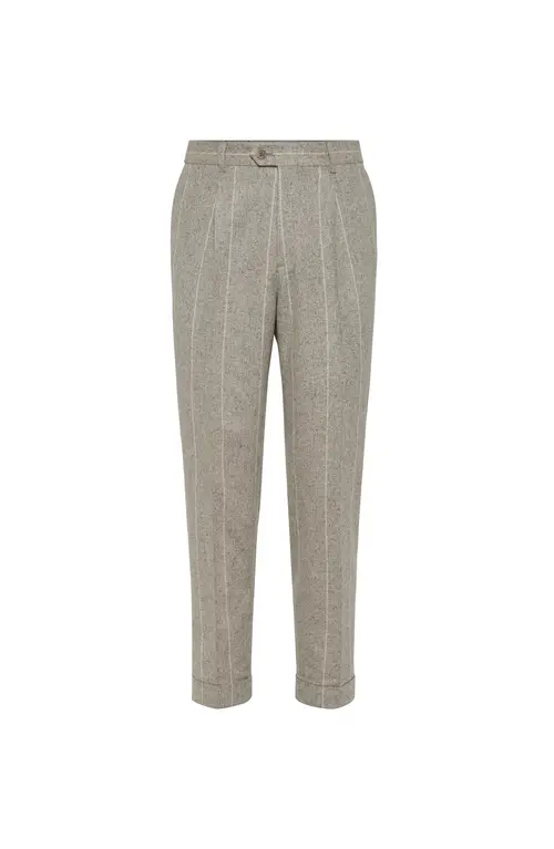 Brunello Cucinelli Leisure Fit Pleated Trousers - Salt