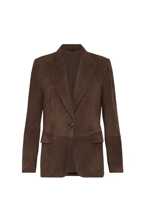 Brunello Cucinelli Suede Blazer - Rust Brown