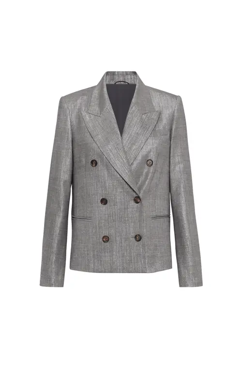 Brunello Cucinelli Sparkling Twill Blazer - Silver