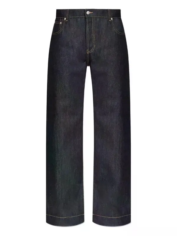 Alexander McQueen Logo-patch Wide Leg Jeans - Blue
