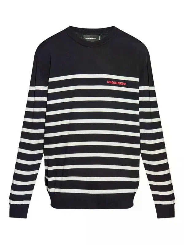 Dsquared2 Striped Sweater With Logo Detail - Blue