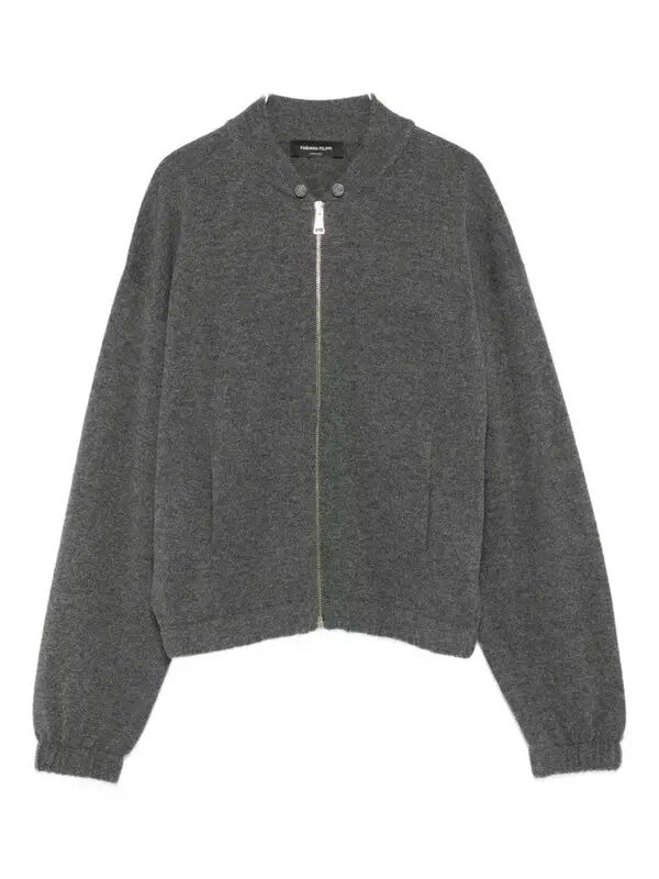 Fabiana Filippi Zip-front Cardigan With Button Detail - Grey