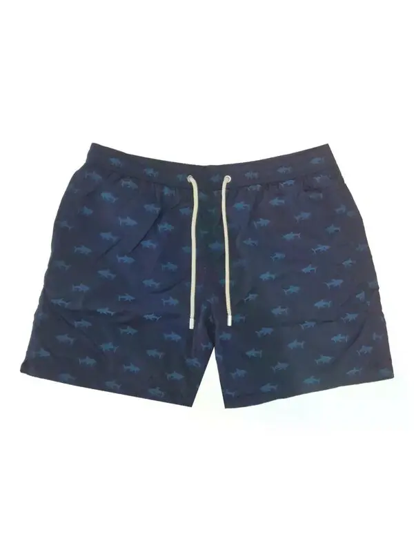 MC2 SAINT BARTH Shark-patterned Swim Shorts - Blue