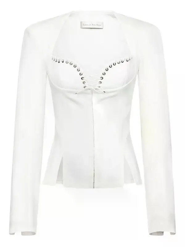 LUDOVIC DE SAINT SERNIN Padded-shoulder Lace-up Jacket - White