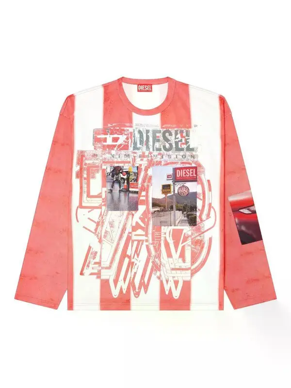 Diesel Graphic-print Long-sleeved T-shirt - Red