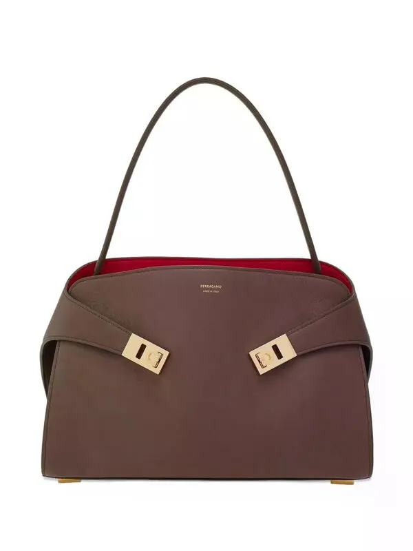 FERRAGAMO Top-handle Bag With Buckle Detail - Brown