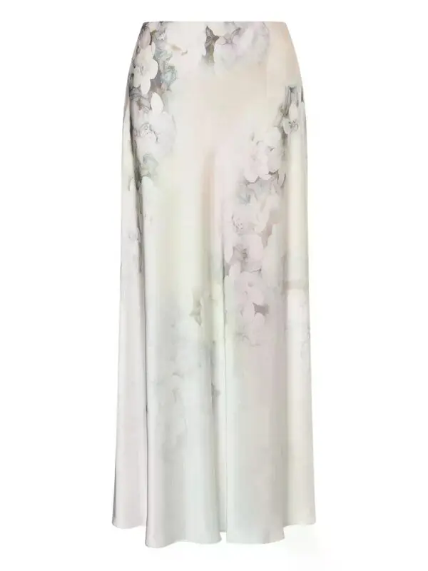 Alberta Ferretti Satin Maxi Skirt - White