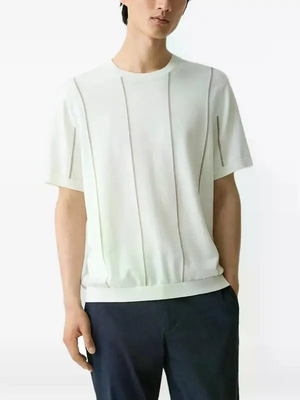 Theory Striped Cotton Sweater - White